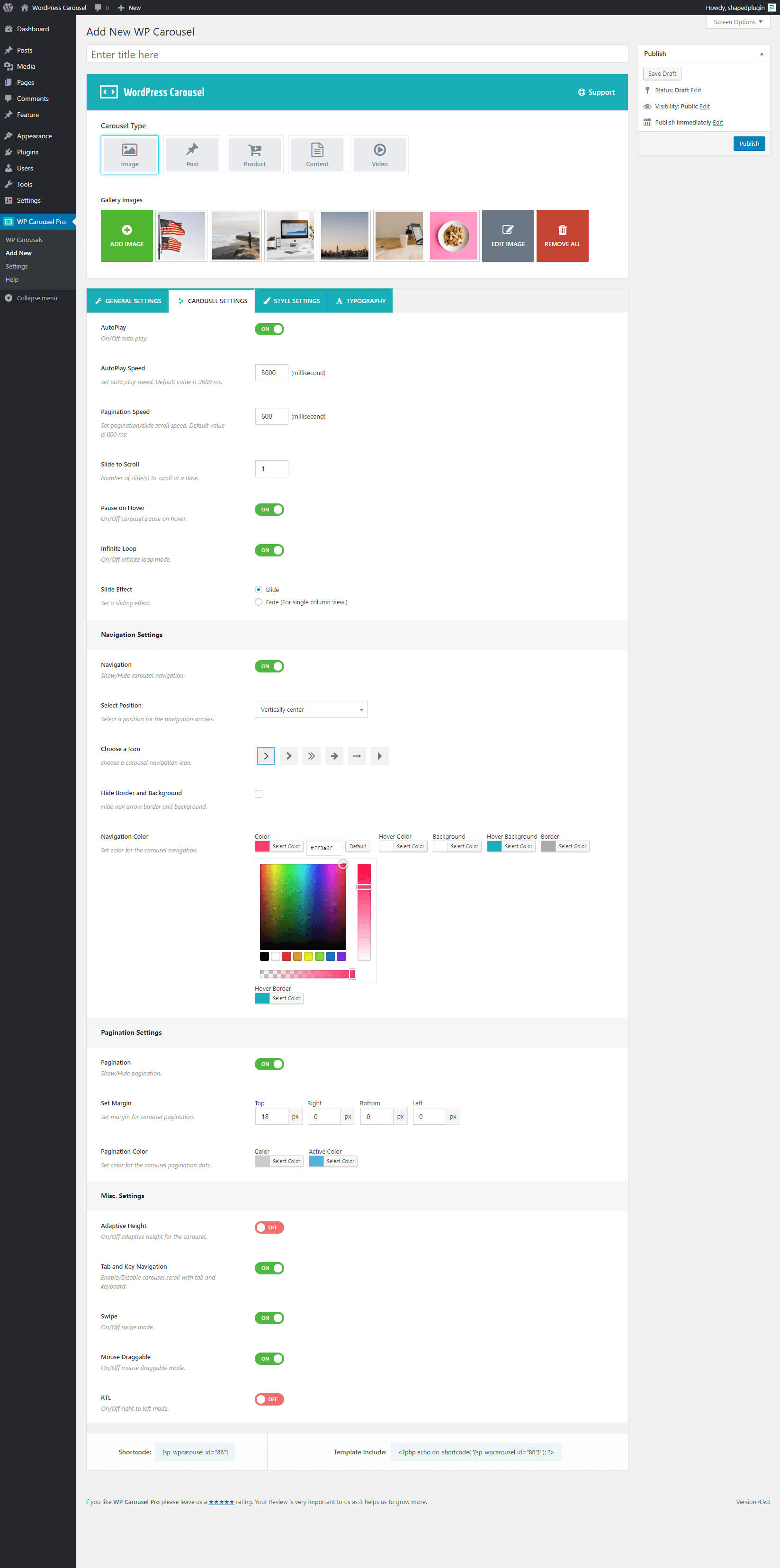 Carousel Settings – WP Carousel