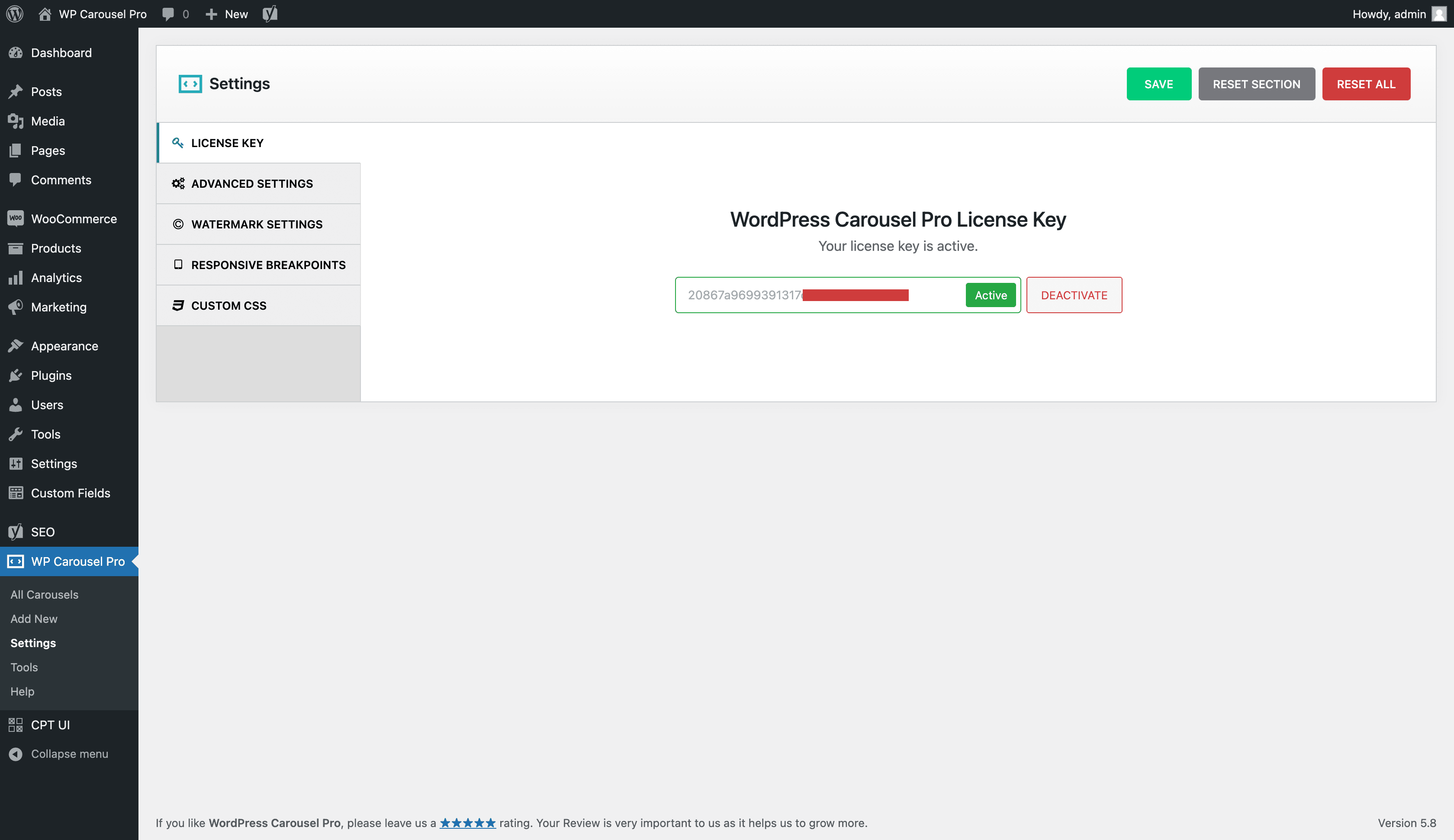 License Key Activate – WP Carousel