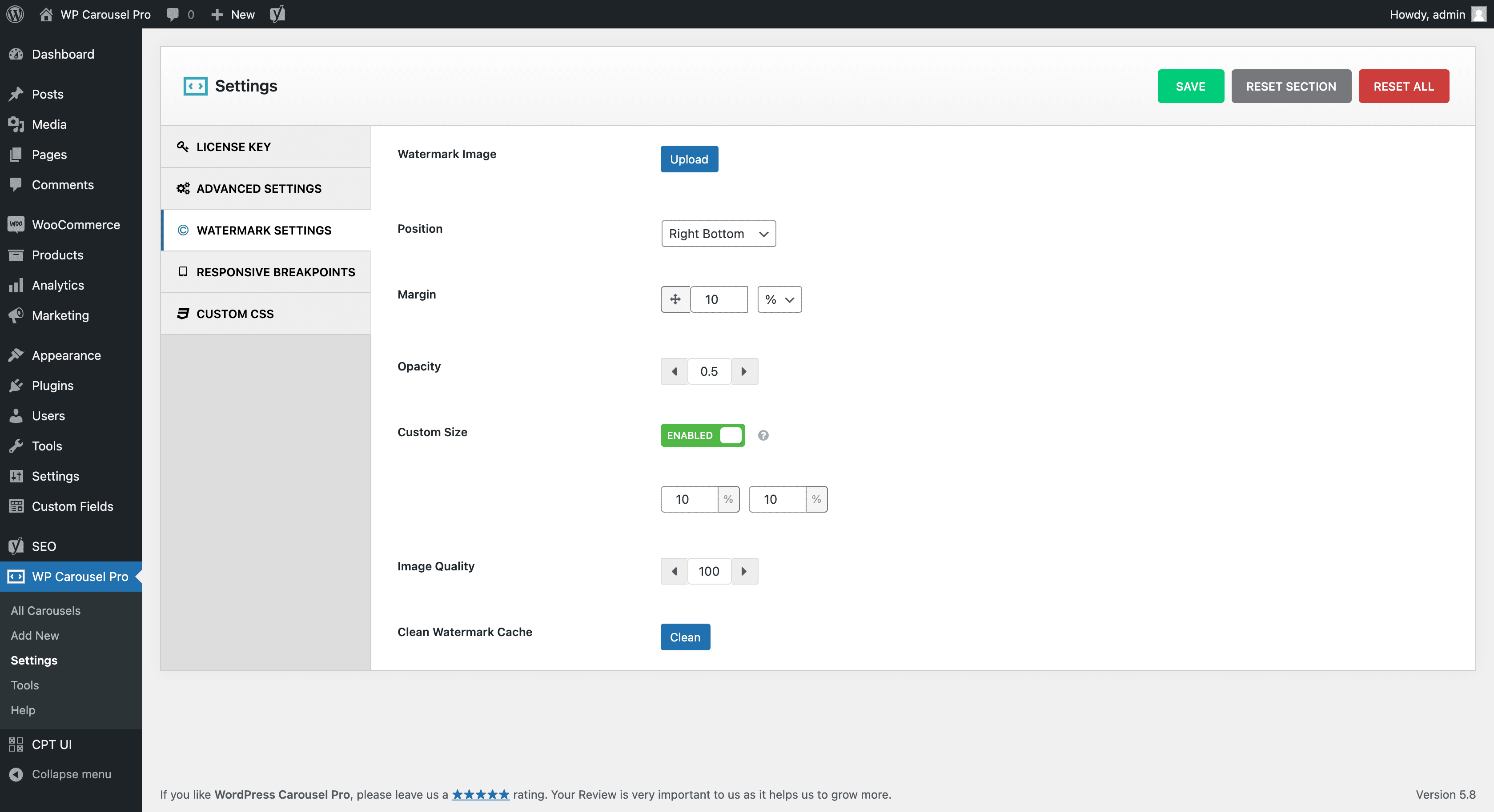 Watermark Settings – WP Carousel